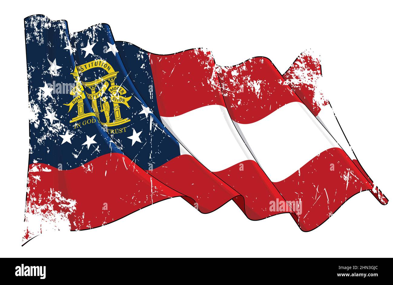 Vector Textured Grunge Illustration Of A Waving Flag Of The State Of