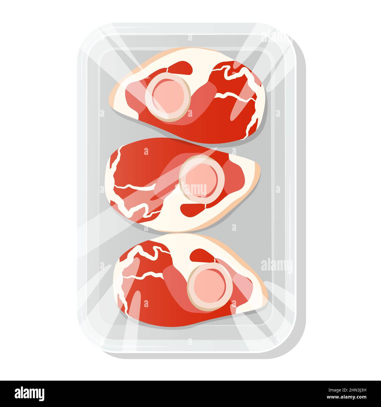 Steak on the bone. A piece of meat in a vacuum pack. Pork and beef in a ...