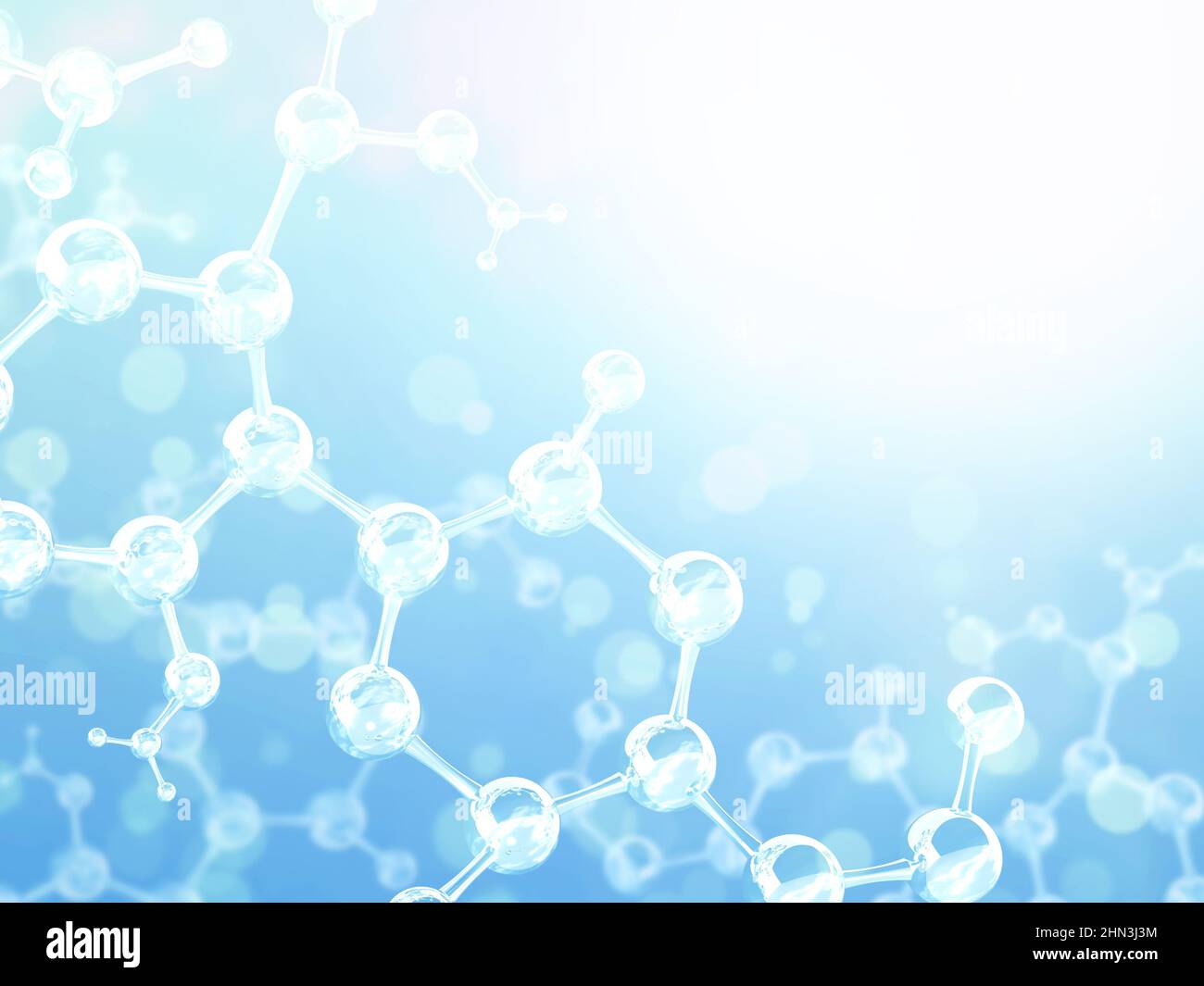 Horizontal banner with model of abstract molecular structure ...