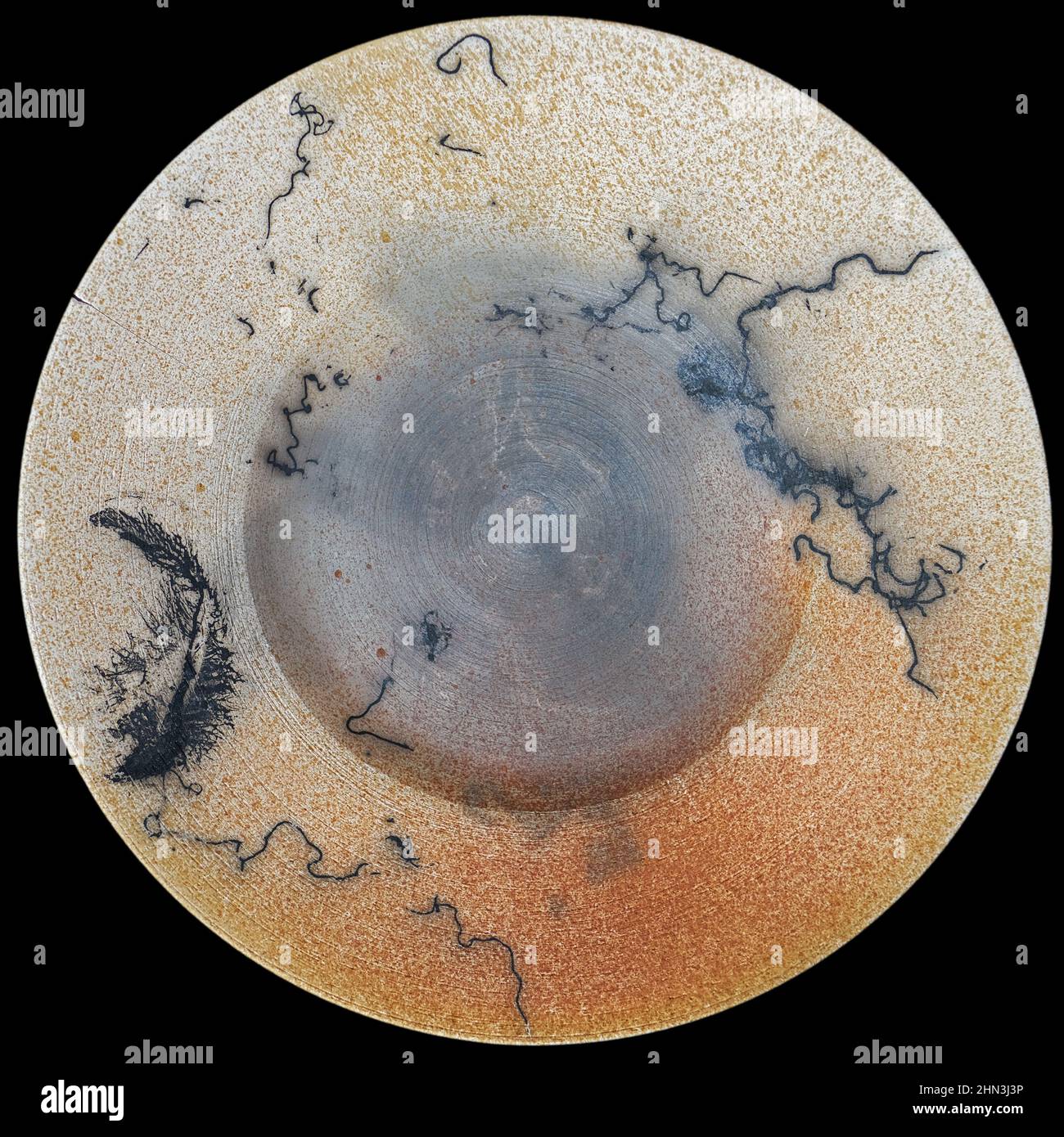 texture of a smoked fired ceramic bowl on black background Stock Photo ...