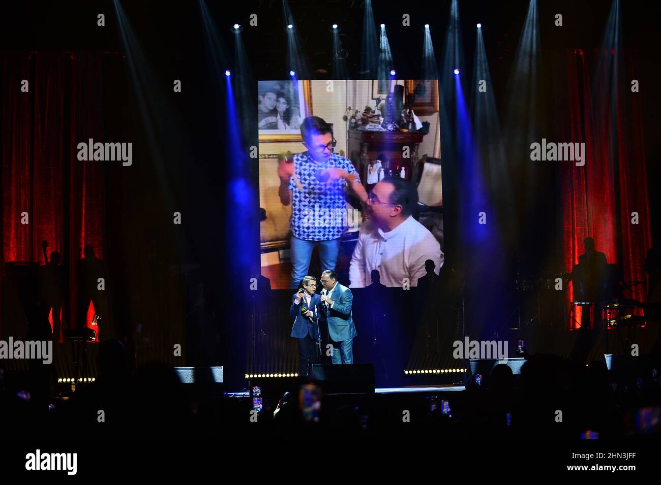 Miami, FL, USA. 12th Feb, 2022. Luis Alfonso Hermosilla Mora and Gilberto Santa Rosa performs ...