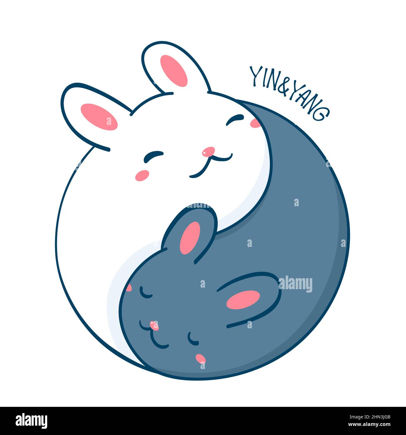 Rabbits Yin Yang Spots Yin Yang Rabbits Etsy Nederland