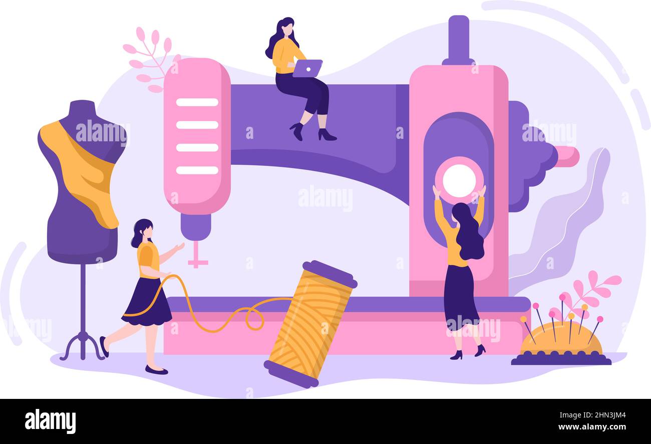 Tailor with Sewing, Cloth, Pincushion, Threads, Fashion Designer ...