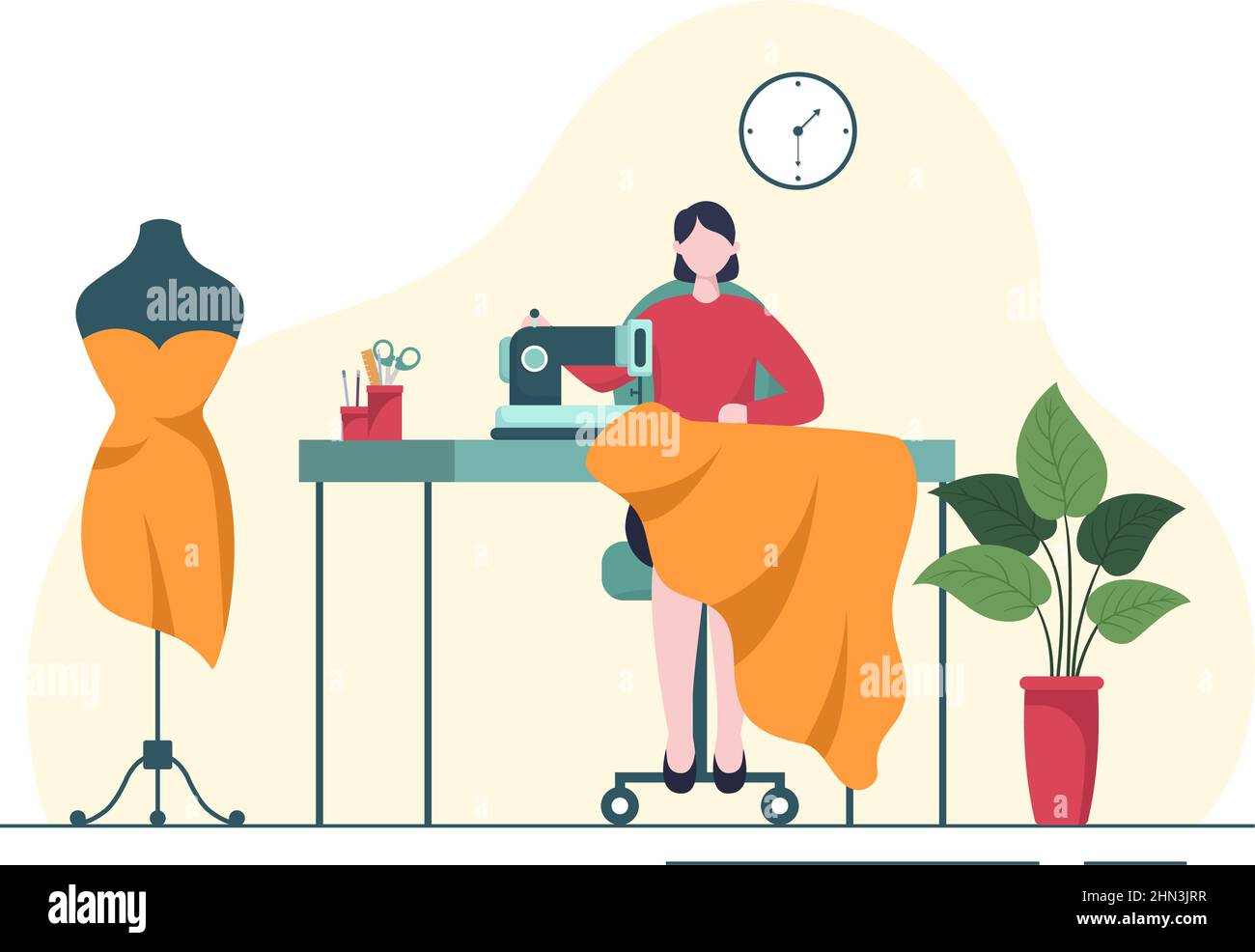 Tailor with Sewing, Cloth, Pincushion, Threads, Fashion Designer ...