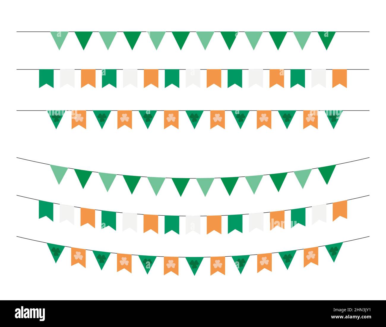 St Patricks Day party flags isolated. Vector set of traditional Saint ...