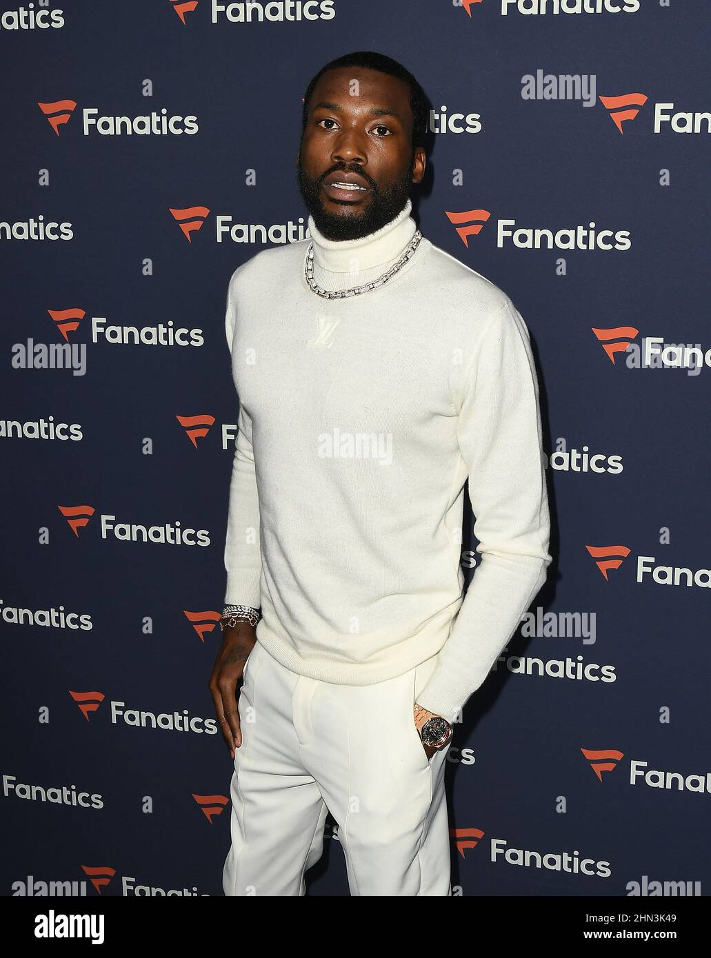 Meek Mill attends Michael Rubin's 2022 Fanatics Super Bowl Party on ...