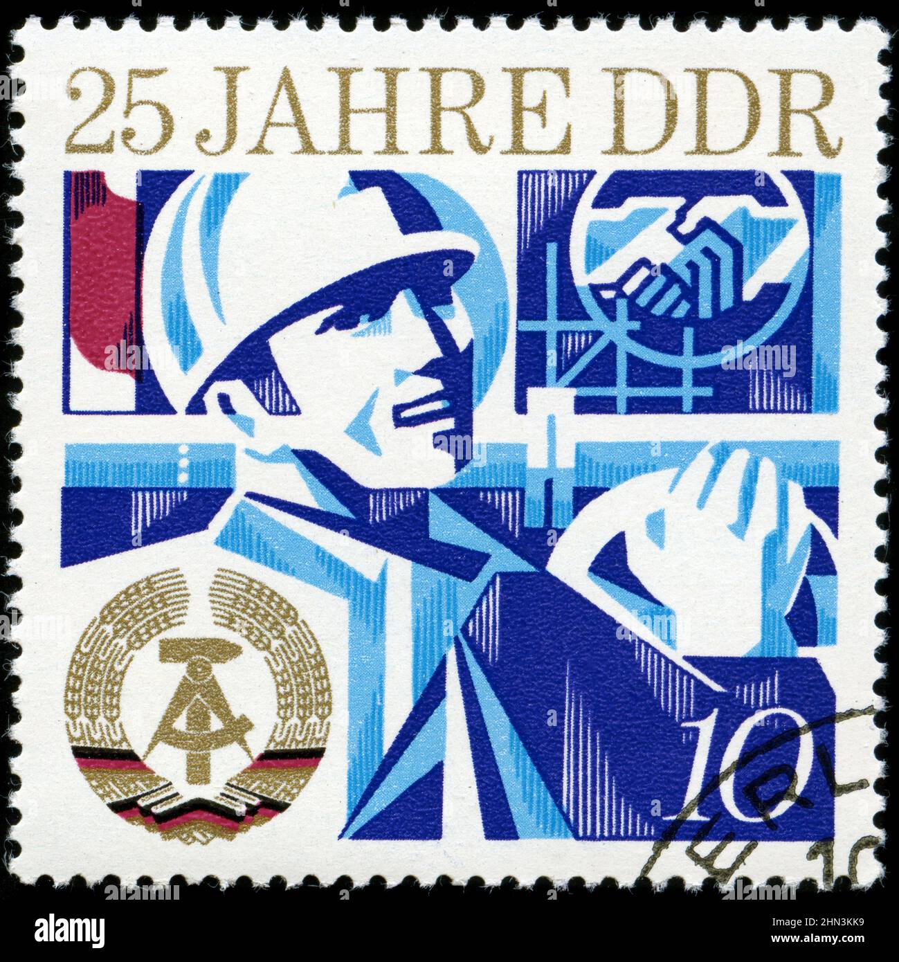 Postage stamp from East Germany (DDR) in the 25 years GDR series issued ...