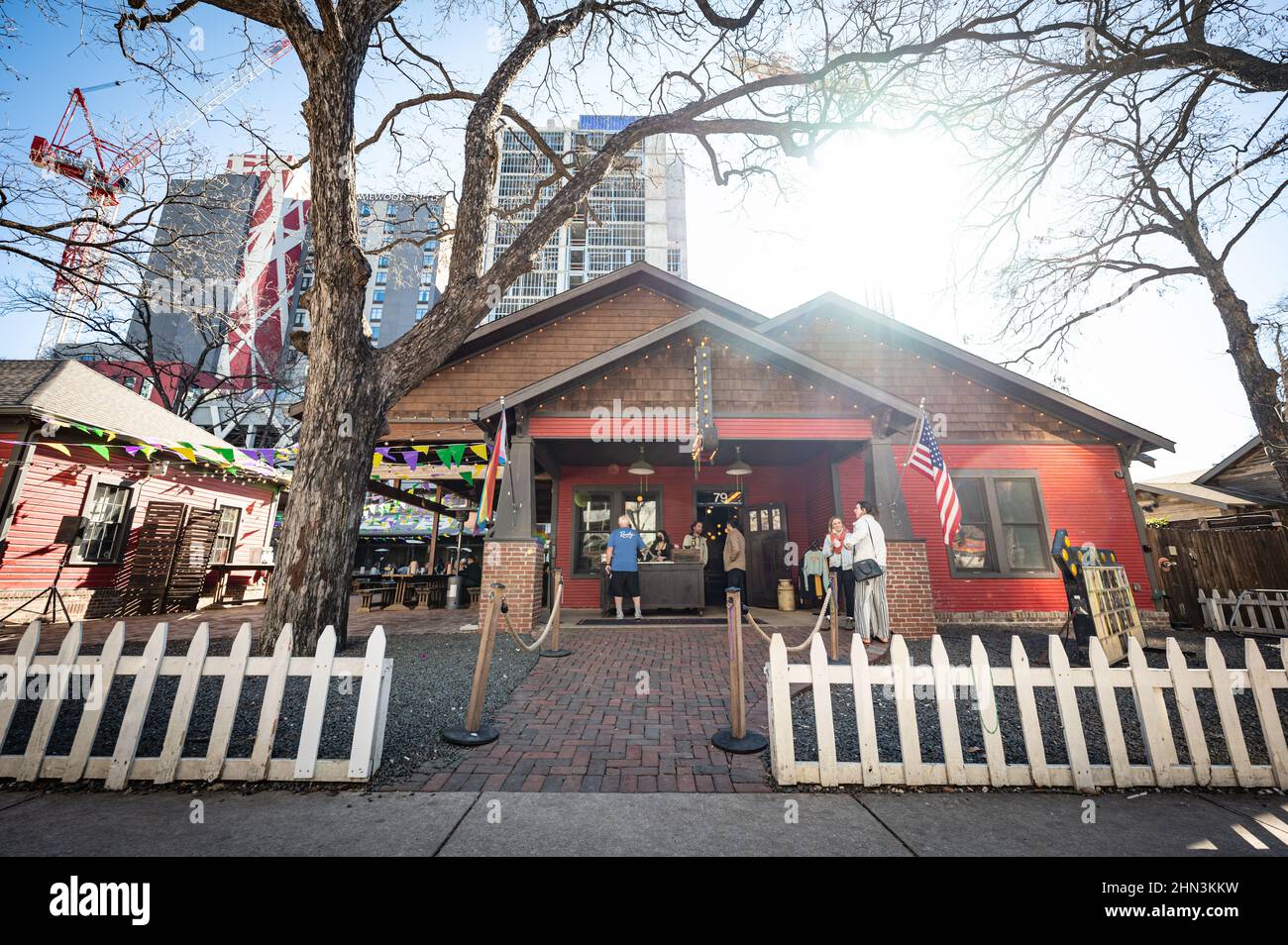 Austin, Texas, USA. 13 February, 2022. Rainey Street is a historic ...