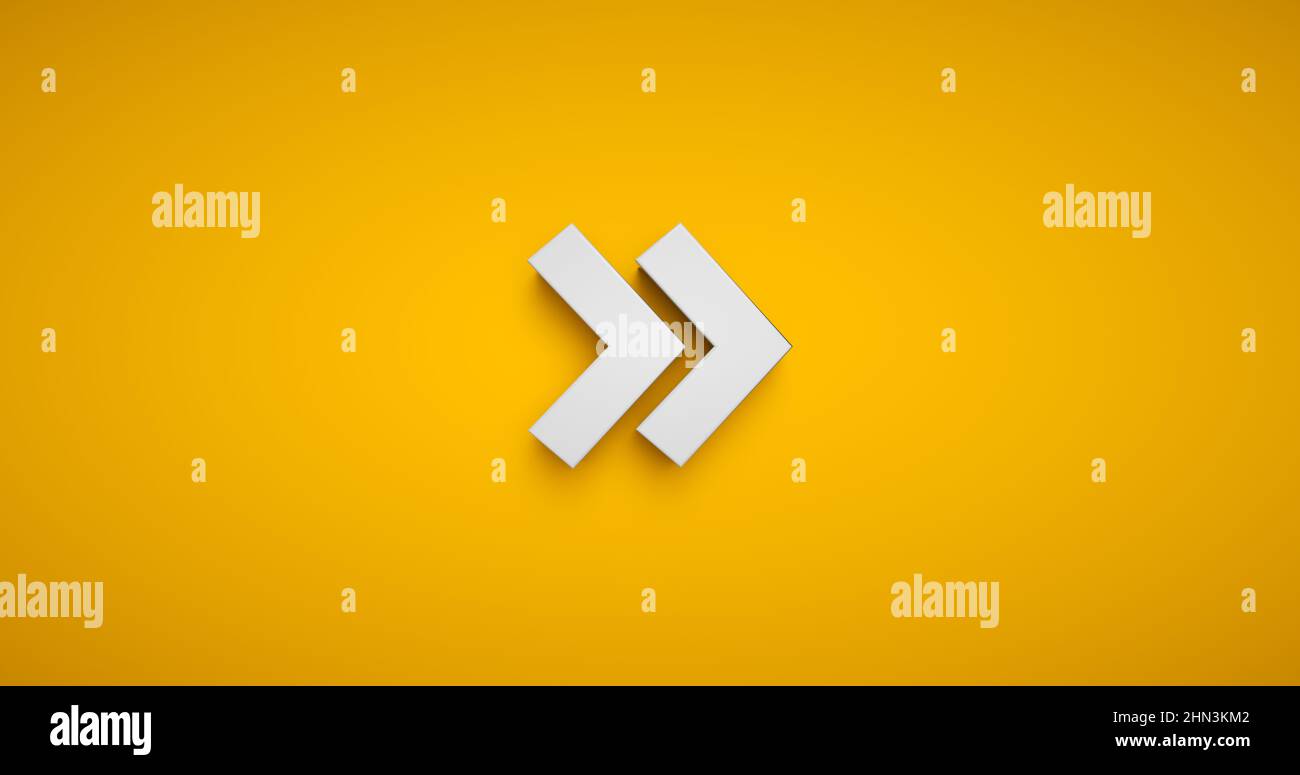 Forward symbol, forward. Next song or forward. 3D with yellow ...