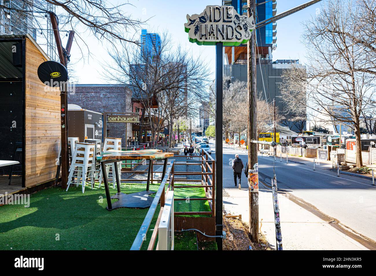 Austin, Texas, USA. 13 February, 2022. Rainey Street is a historic ...