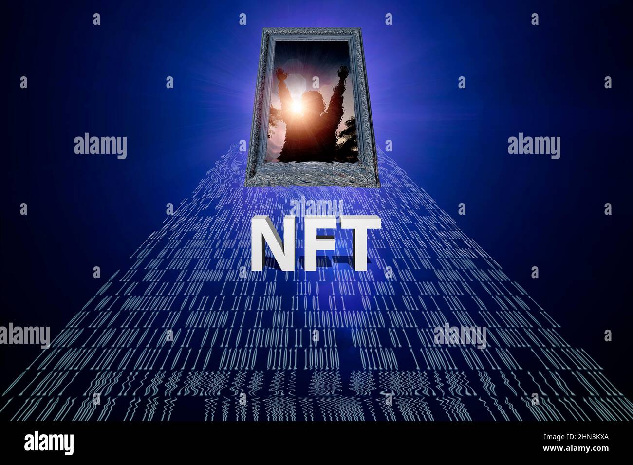 illustration concept nft banner. Non-renewable token, crypto ...