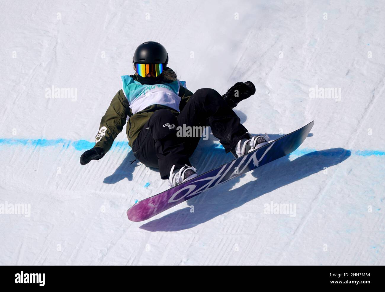 Croatia's Lea Jugovac falls on landing in the Women's Snowboard Big Air ...