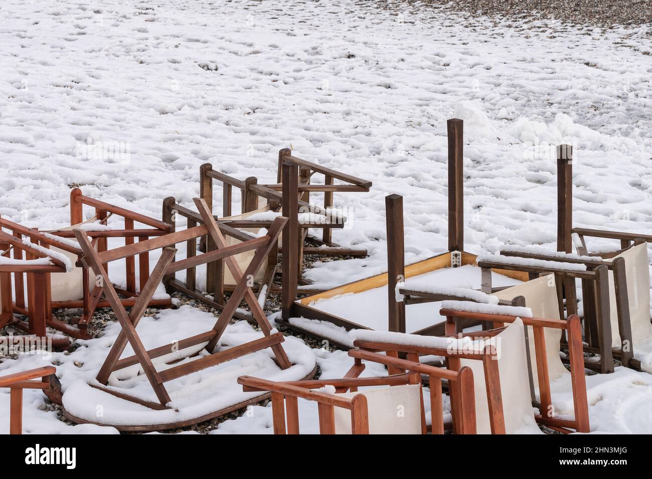 Elpis nature phenomenon in Loutraki in Greece. Next day with snow ...