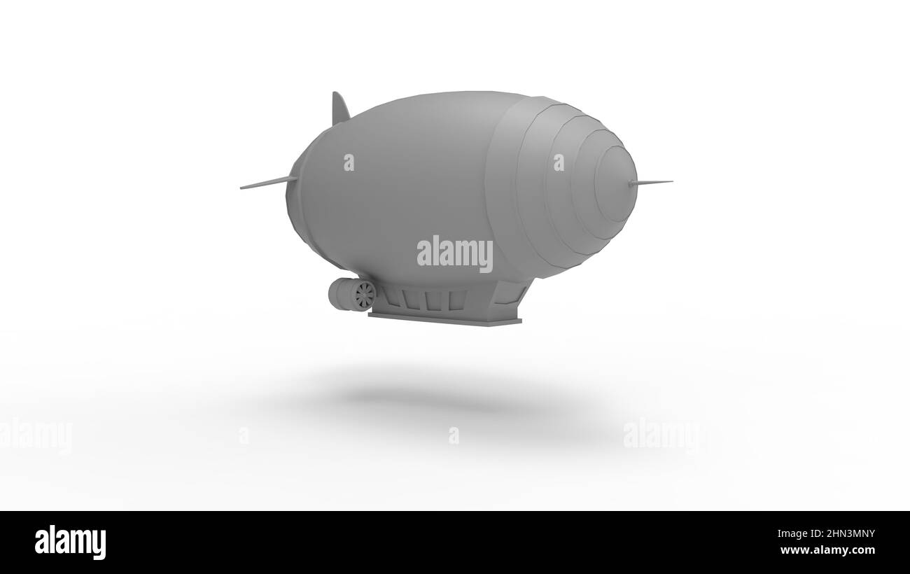 3D rendering of a floating zeppelin blimp flying balloon aircraft ...