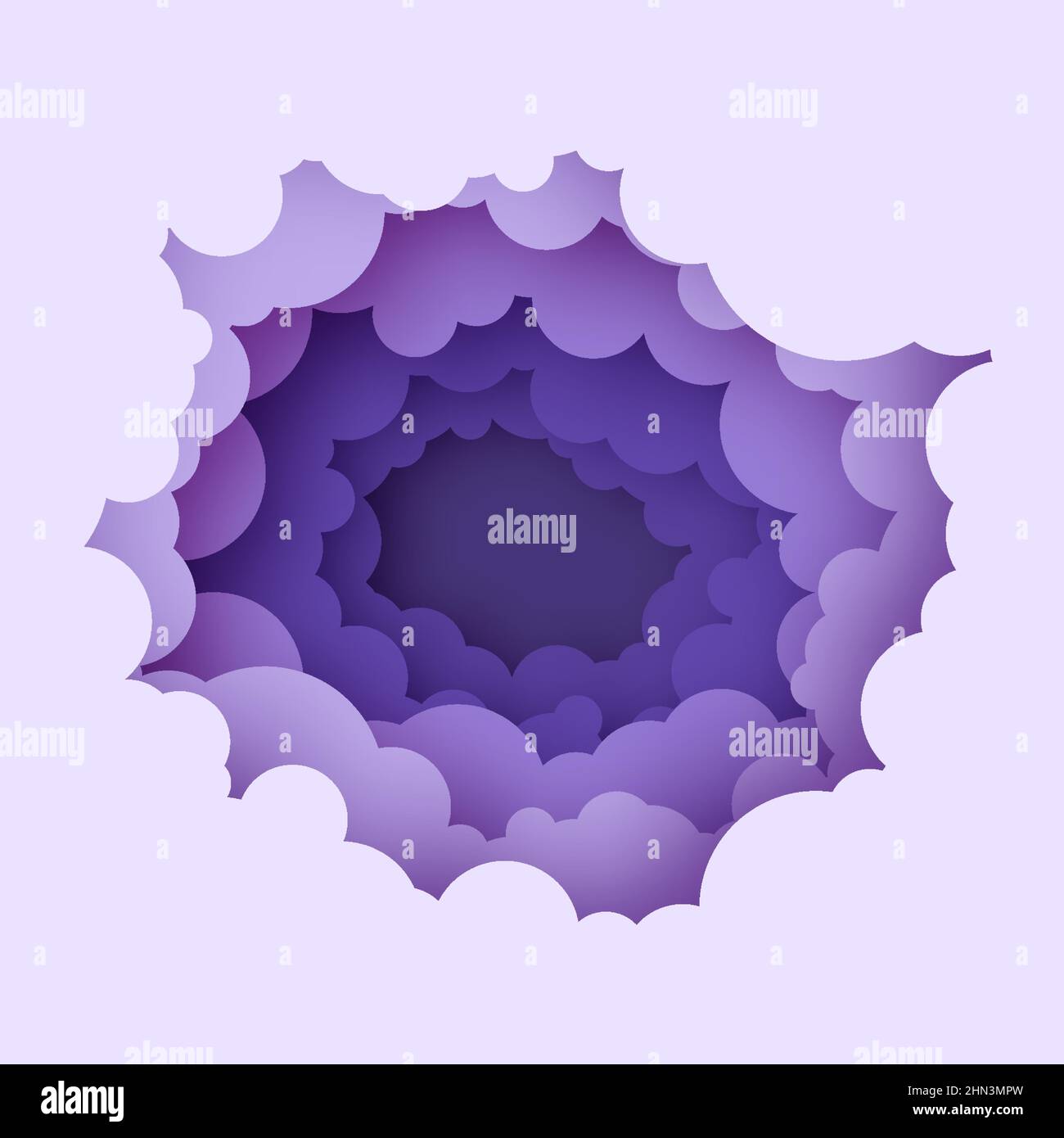 Cloudy paper cut art. Night sky clouds paper craft style. Volumetric ...