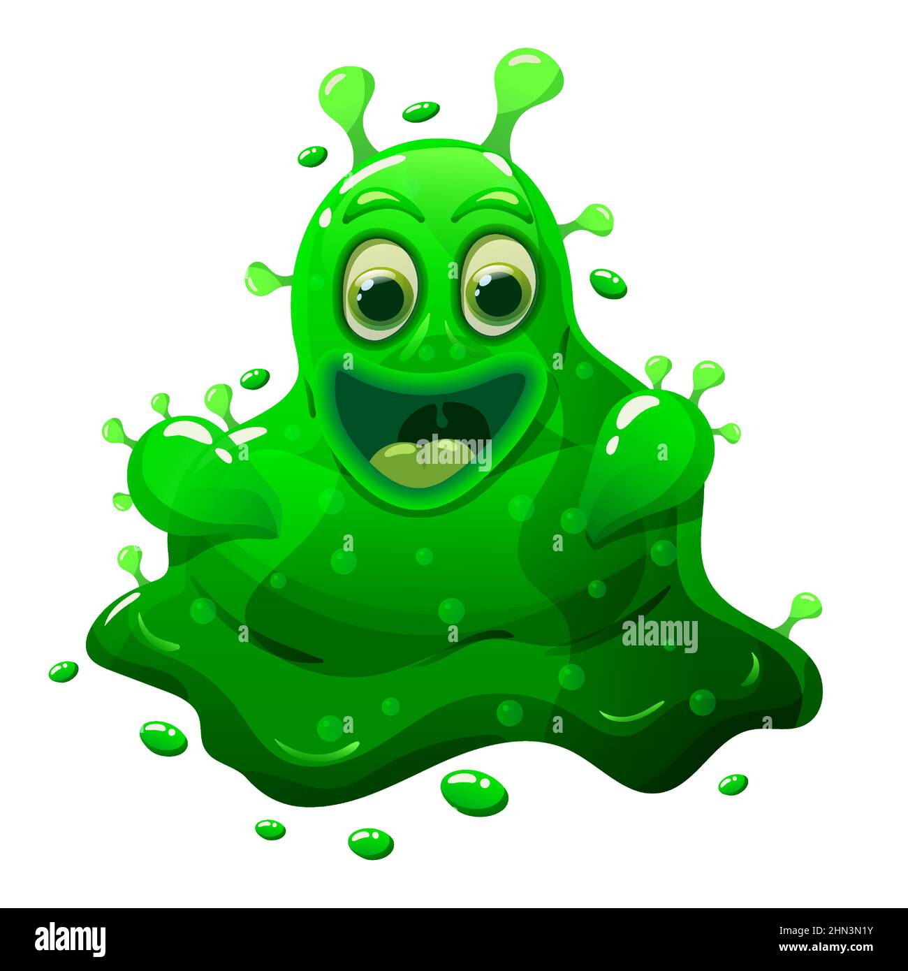 Slime Monster green colorful glitter character. Liquid funny slimy ...