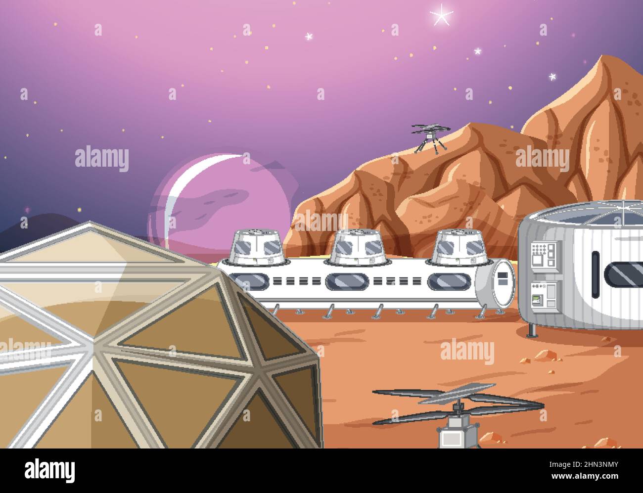 Landscape of space settlement illustration Stock Vector Image & Art - Alamy