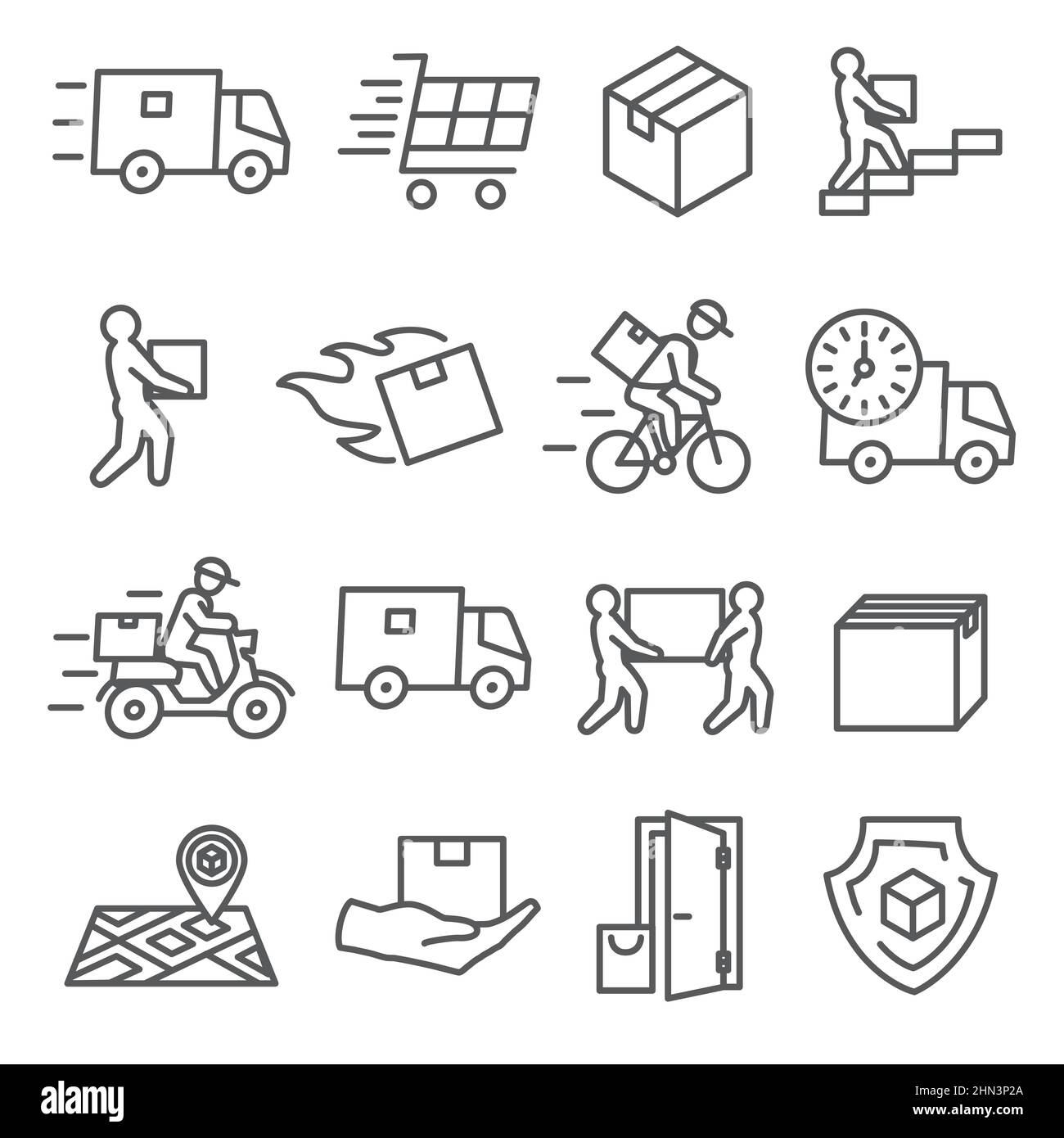 Delivery line icons set on white background Stock Vector Image & Art ...