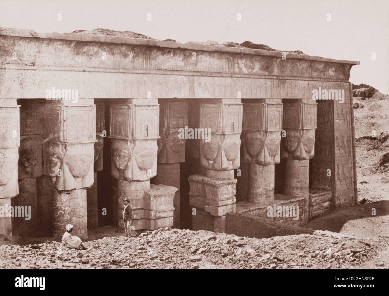 Vintage archival photo of Portico of the temple of Dendera. Egypt ...