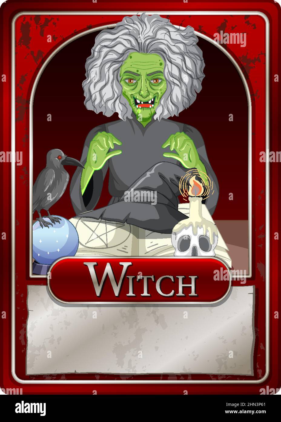 Old witch character game card template illustration Stock Vector Image ...
