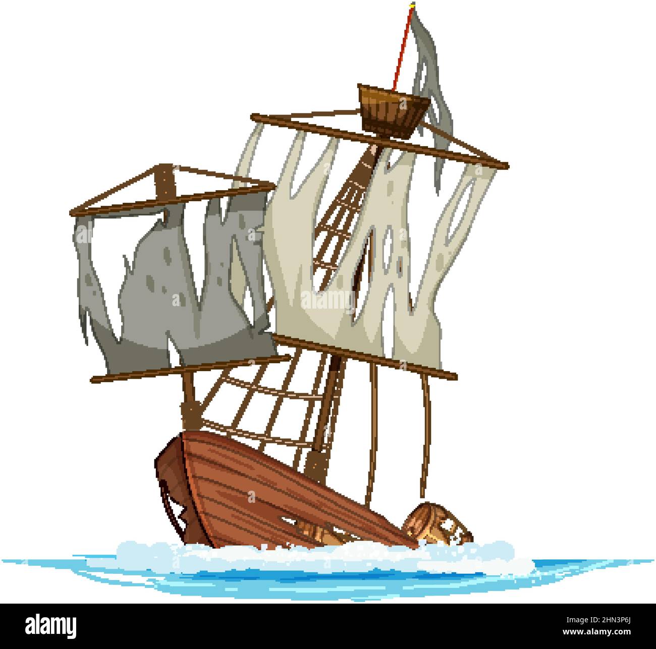 Old broken junk ship on white background illustration Stock Vector ...