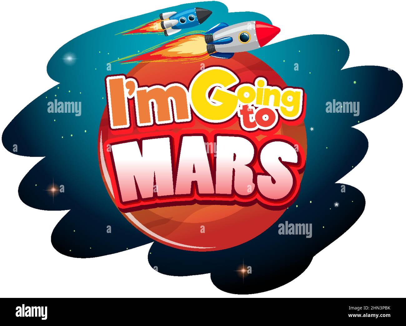I'm going to Mars logo design with spaceship illustration Stock Vector ...