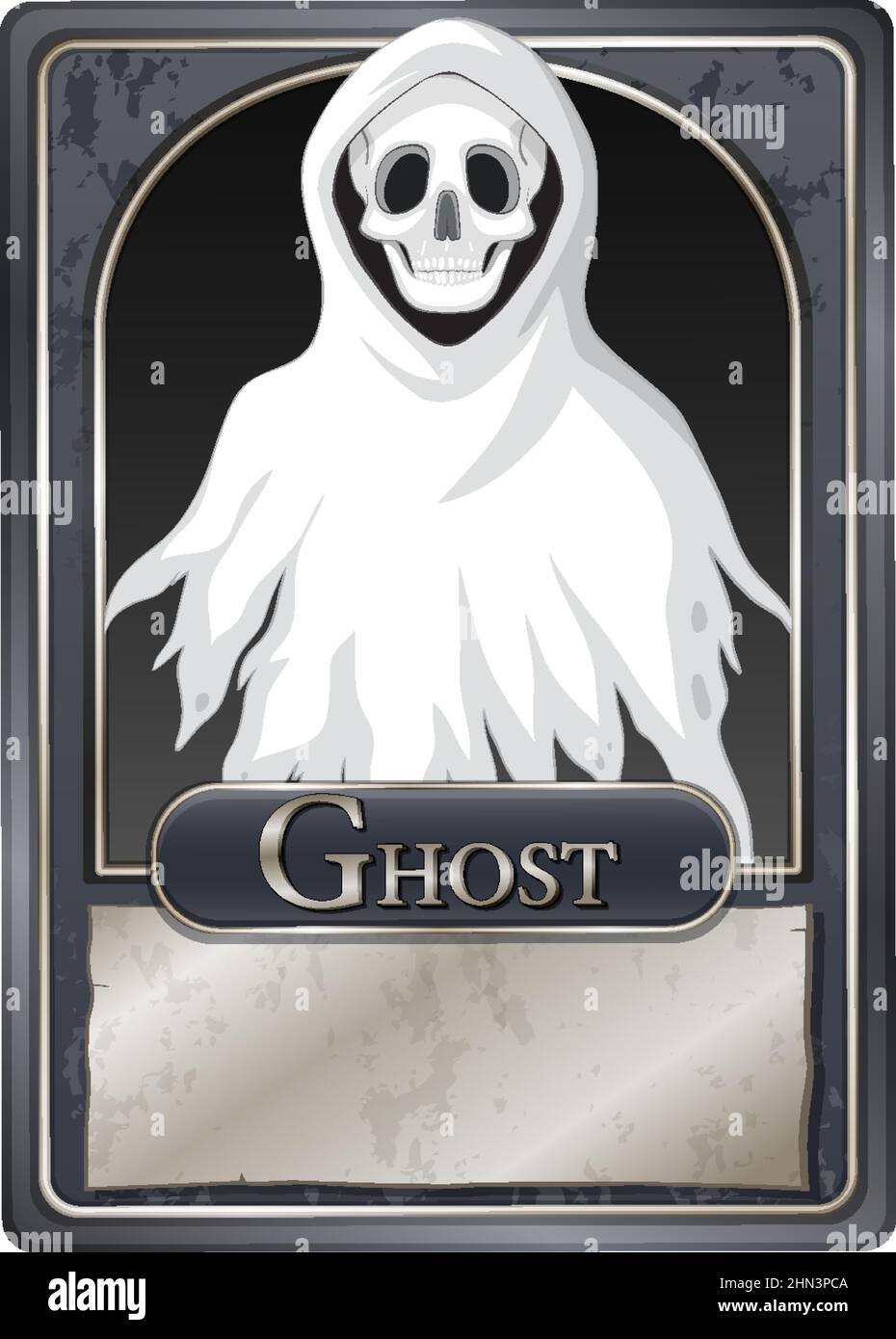 White ghost character game card template illustration Stock Vector ...