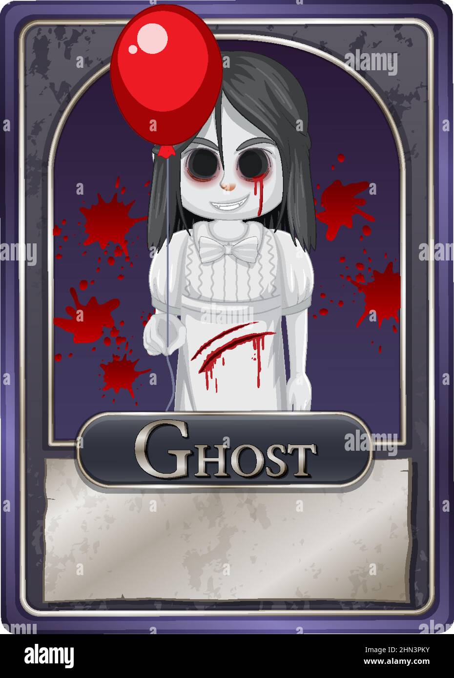 Ghost girl character game card template illustration Stock Vector Image ...