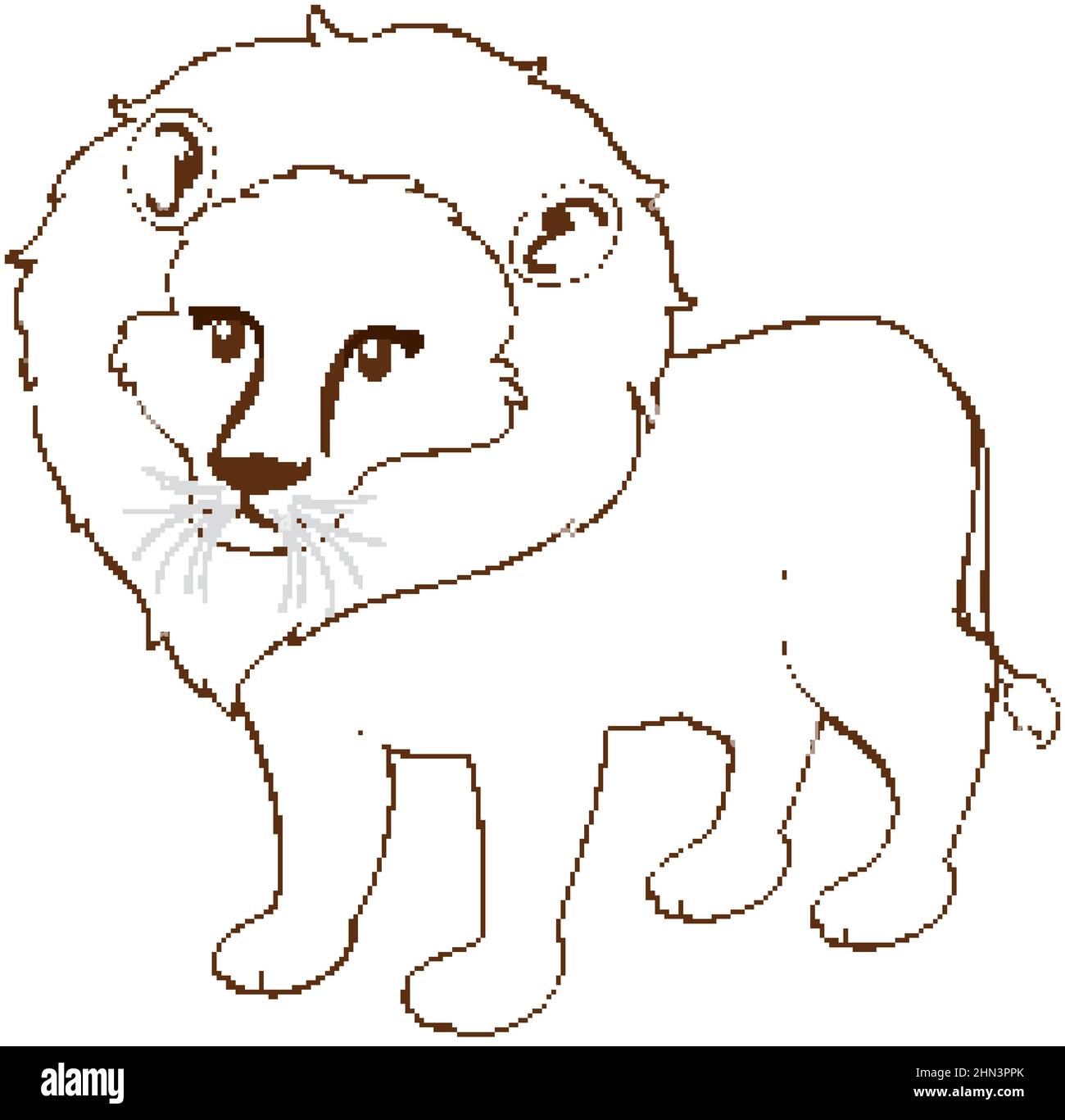 Lion in doodle simple style on white background illustration Stock ...