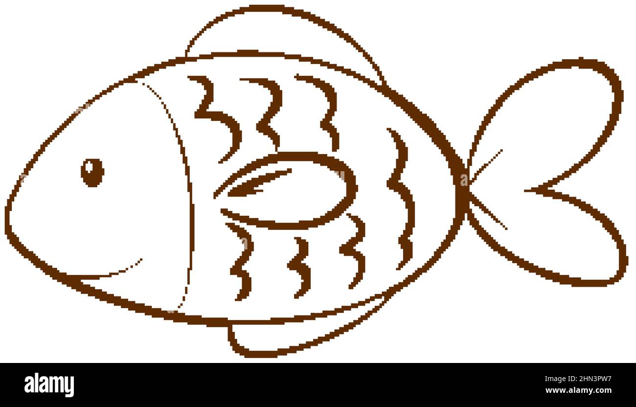 Fish in doodle simple style on white background illustration Stock ...