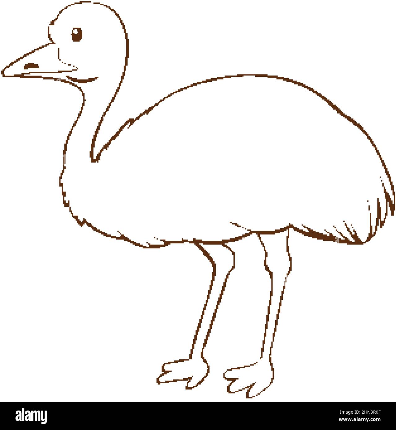 Emu in doodle simple style on white background illustration Stock ...