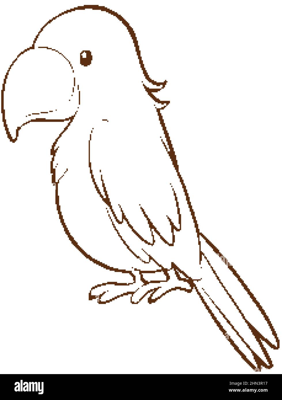 Parrot in doodle simple style on white background illustration Stock ...