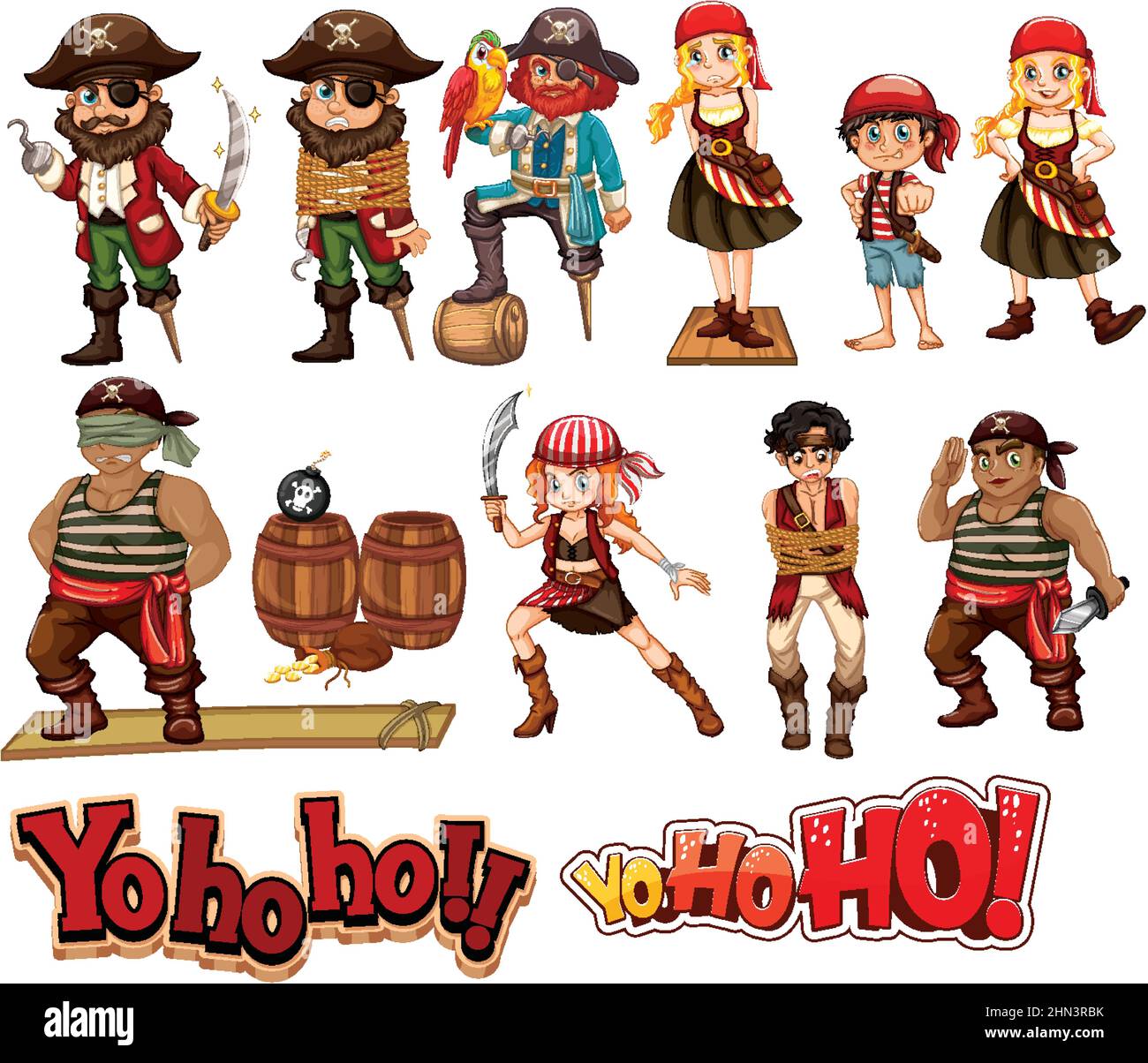 Set of pirate cartoon characters illustration Stock Vector Image & Art ...