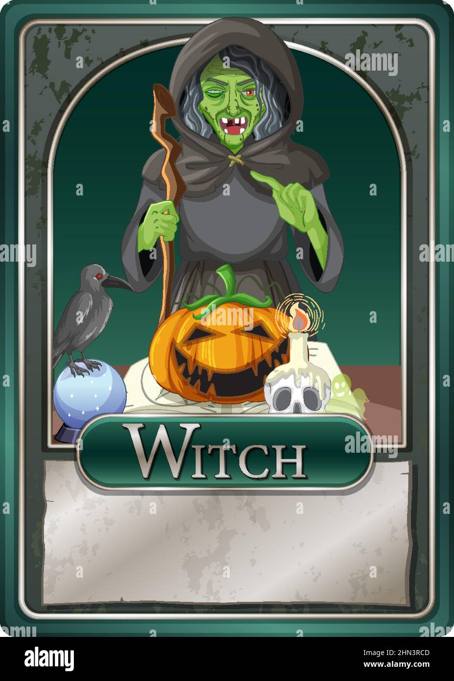 Old witch character game card template illustration Stock Vector Image ...