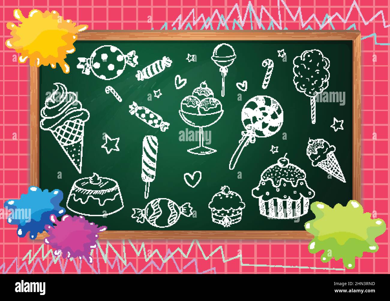 Hand drawn doodle icons on chalkboard illustration Stock Vector Image ...
