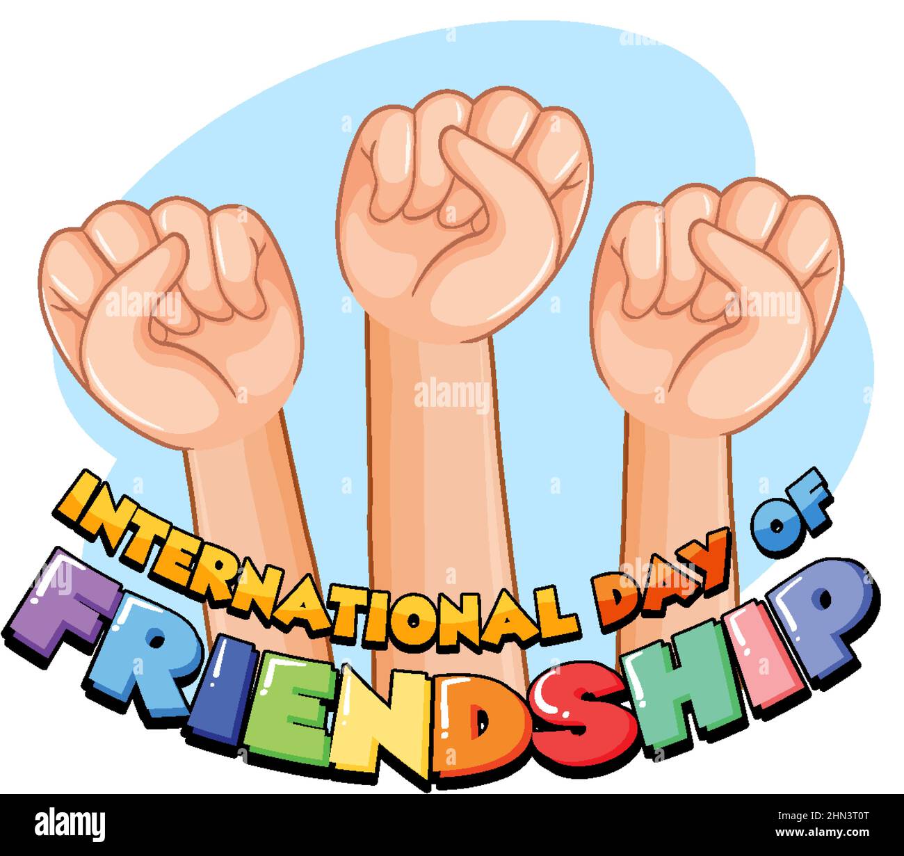 International day of friendship font logo with three fist hands ...