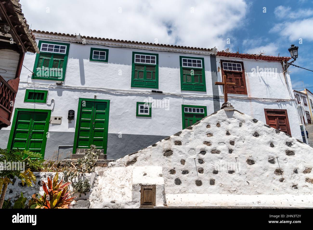 Traditional colonial architecture of Canary islands with colorful ...