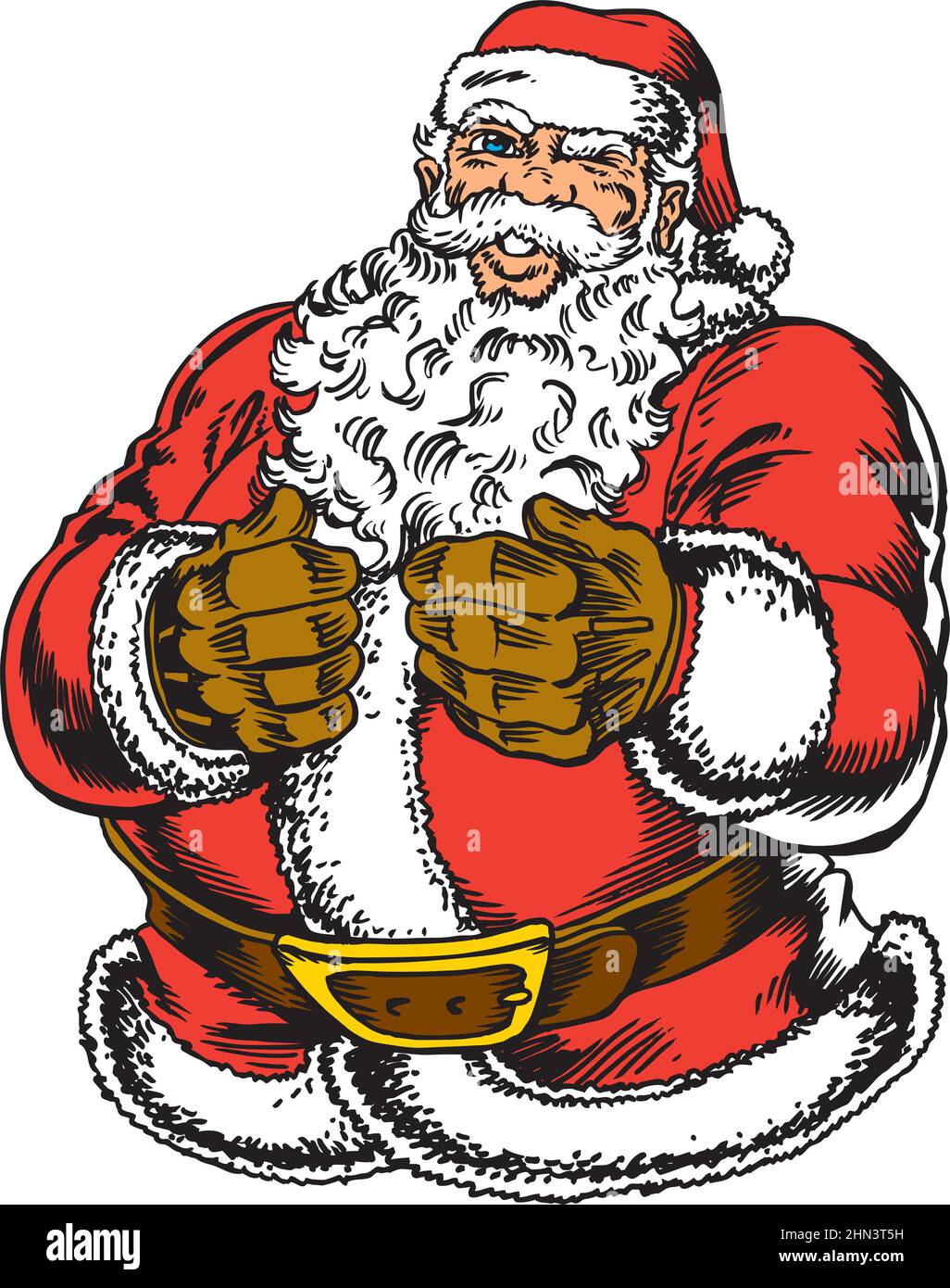 Santa Claus Big Belly Winking Vector Illustration Stock Vector Image ...