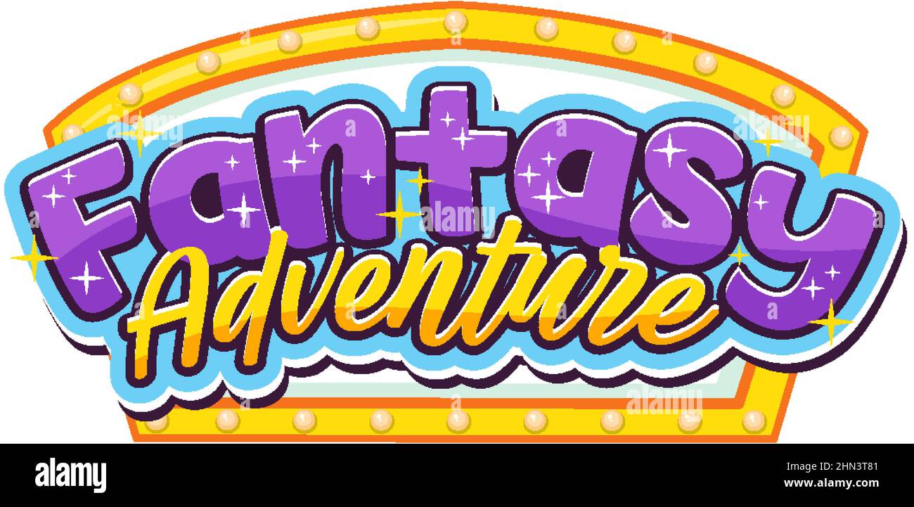 Fantasy Adventure text word with retro light banner illustration Stock ...