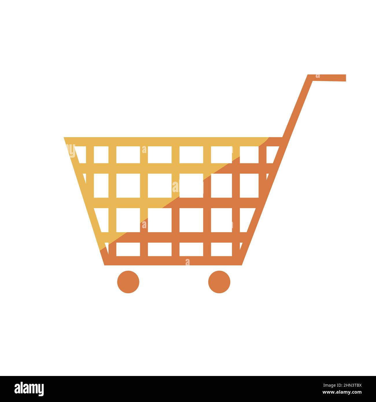 Orange shopping cart sign. Simple icon in flat style on white ...