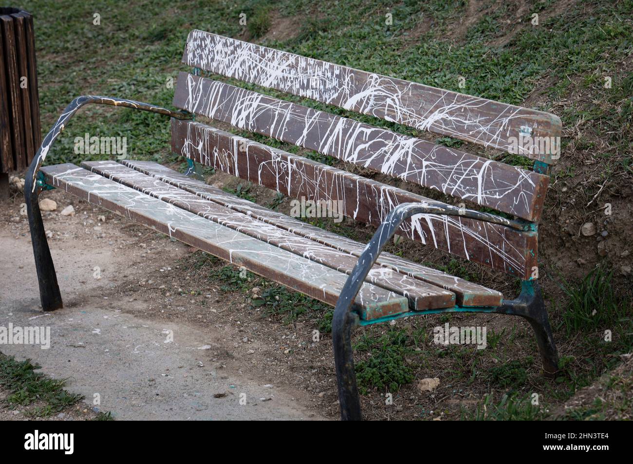 Which has been vandalised with white paint hi-res stock photography and ...