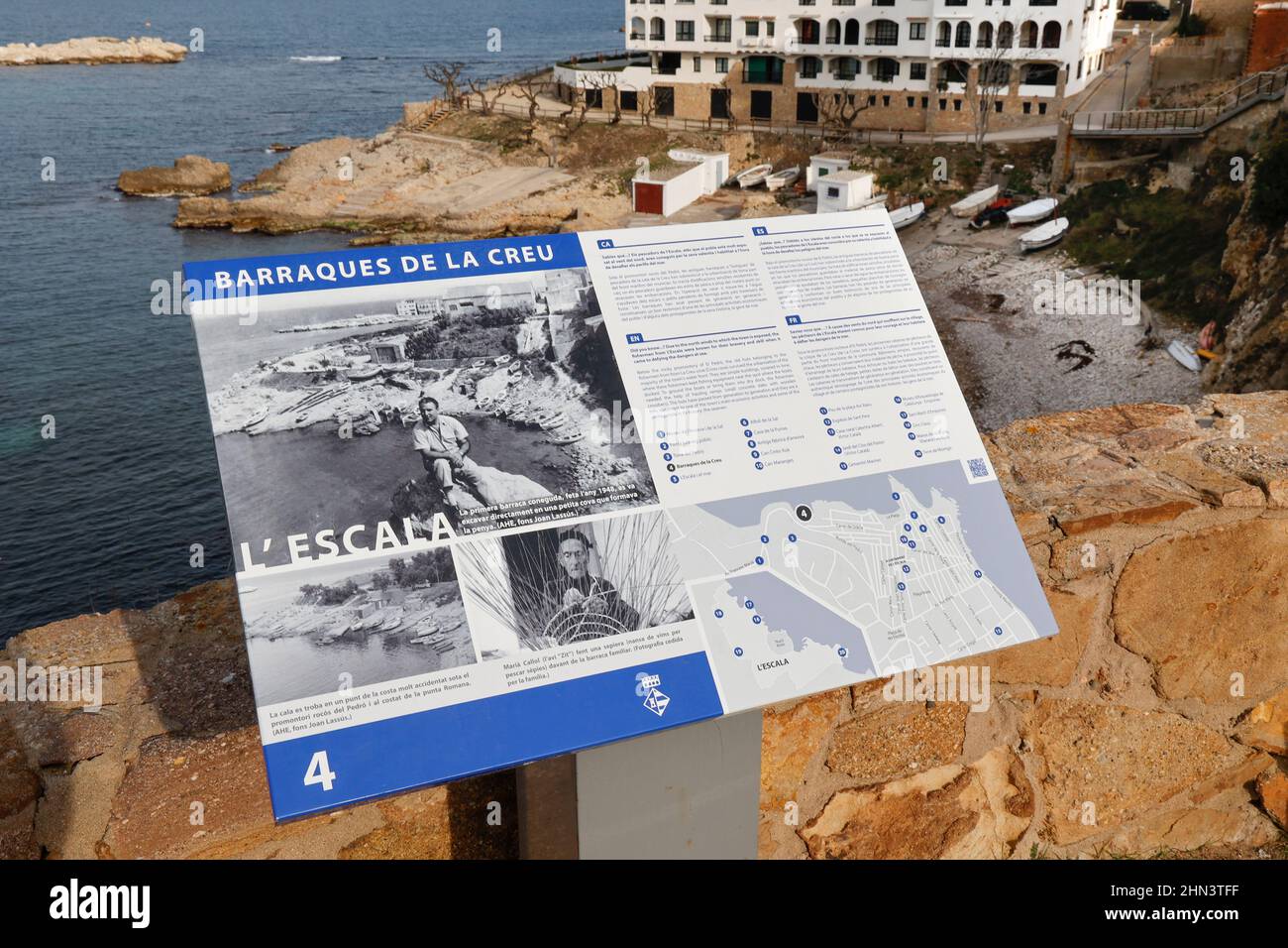Fishing village of L'Escala on the Costa Brava in Catalonia, Spain ...