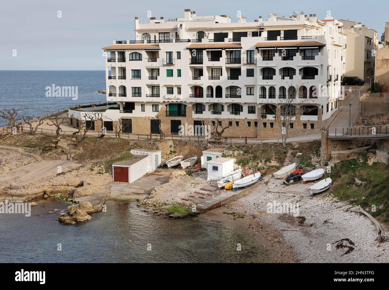 Fishing village of L'Escala on the Costa Brava in Catalonia, Spain ...