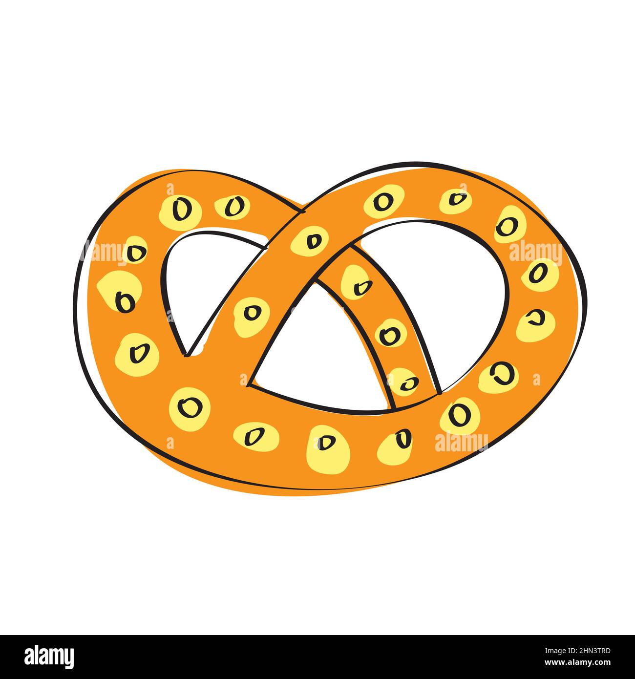 Cute pretzel. Vector hand drawn cartoon illustration icon. Isolated on ...