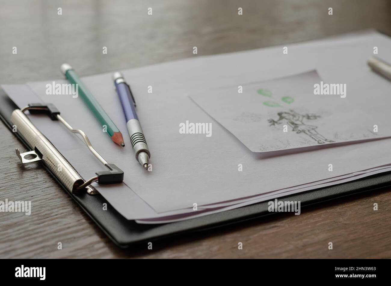 Dotting technique of drawing with a pen. Drawing Girl with green ...