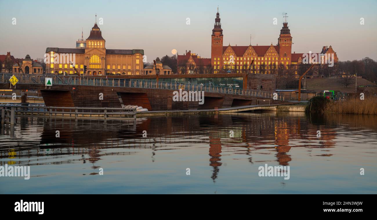 Panorama of Szczecin from above the water Stock Photo - Alamy