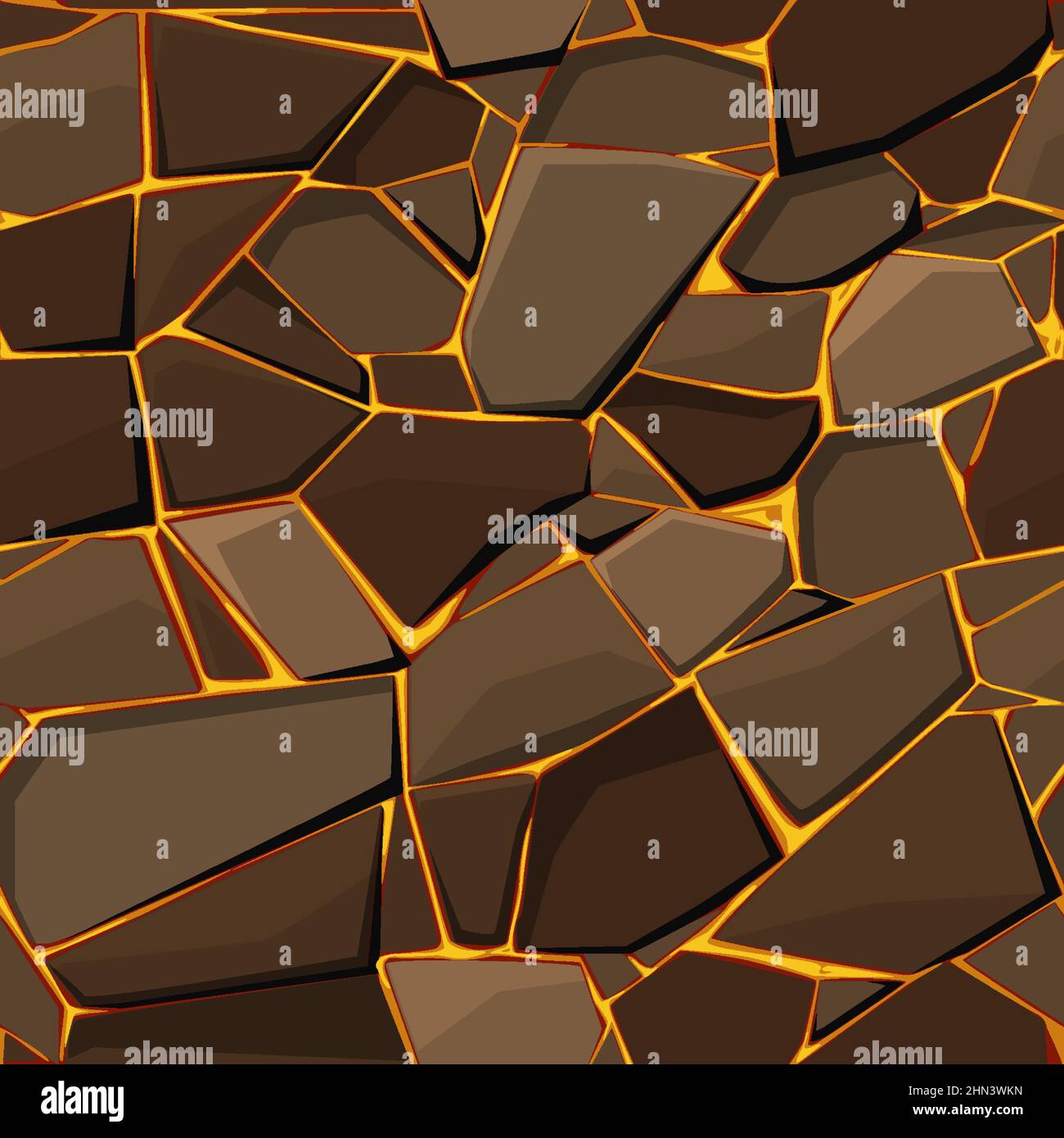 Seamless lava or fire pattern with brown stones for graphic design ...