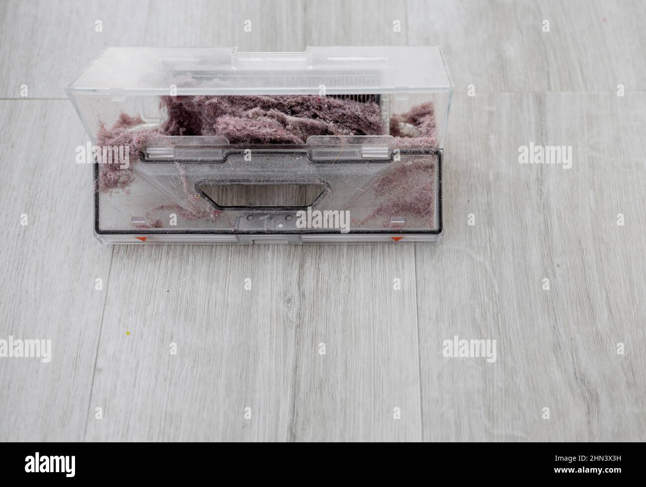 dust container of the robot vacuum cleaner after cleaning the house on ...