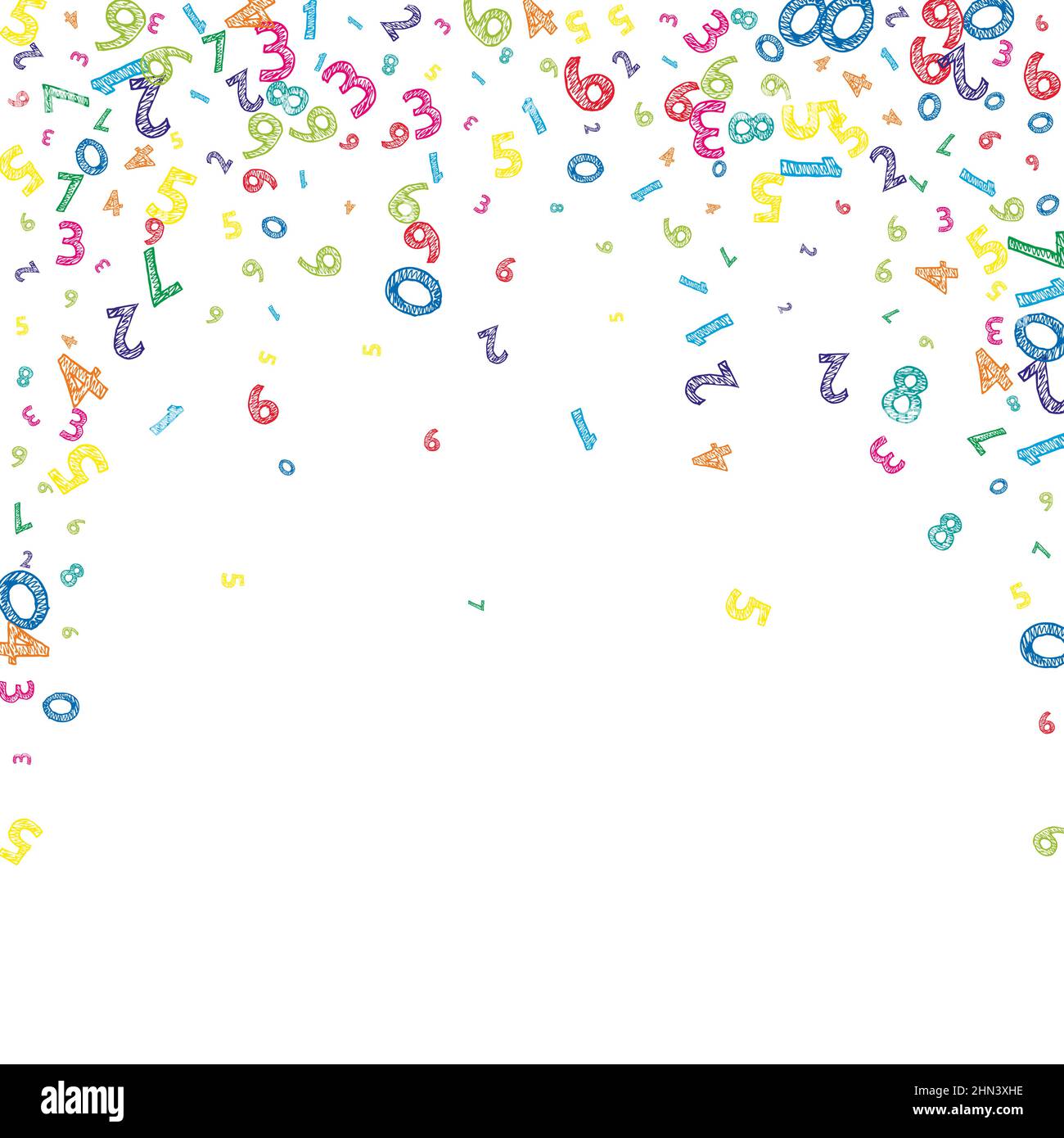 Falling colorful messy numbers. Math study concept with flying digits ...