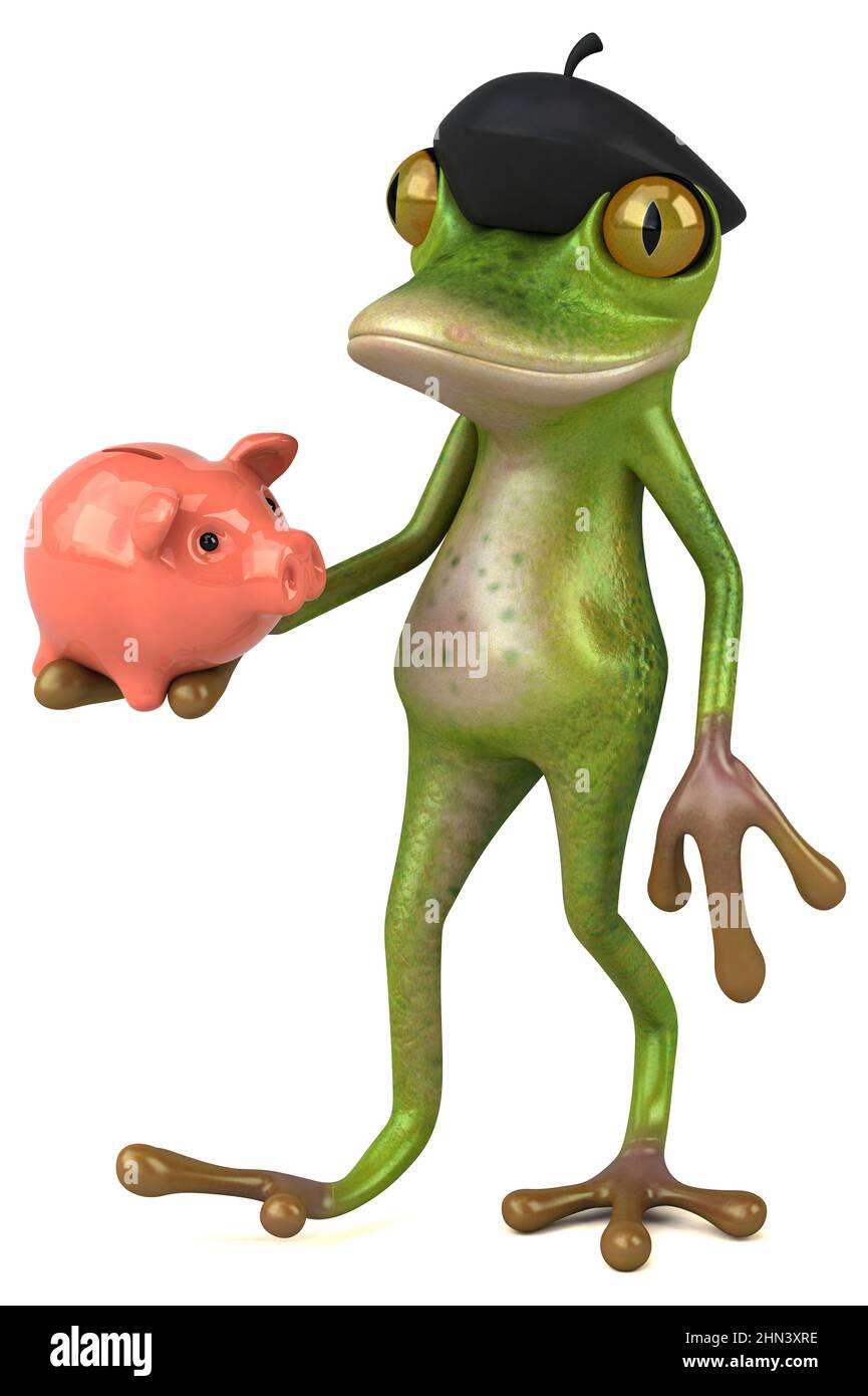 Fun french frog - 3D Illustration Stock Photo - Alamy